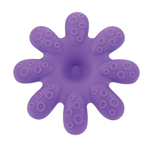 Nuby Geo Zoos Massaging Teether - Baby Teething Toy - Soft Easy Grip - 3+ Months - Purple Octopus