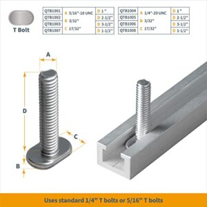 POWERTEC 71810 Heavy Duty 48" Aluminum T-Track with Intersection Kit | Specialized T Slot Track Mounting for 3/8" Hex Bolt and POWERTEC ¼"-20 and 5/16"-18 T Bolts