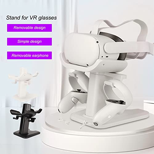 VR Stand, Multifunction VR Headset Stand for Quest 2, VR Headset and Touch Controllers Display Holder, with Anti Slip Base (Black)