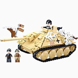 hhohio Hunter Tank Destroyer, Military Brick WW2 Flak Anti-Tank Gun Sets, Army World War 2 Toys Building Block with 3 Soldiers Figures (459 Pieces)