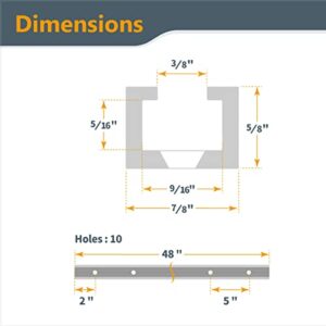 POWERTEC 71810 Heavy Duty 48" Aluminum T-Track with Intersection Kit | Specialized T Slot Track Mounting for 3/8" Hex Bolt and POWERTEC ¼"-20 and 5/16"-18 T Bolts