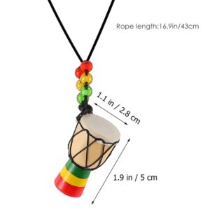 Milisten 28 Pcs African Tambourine Pendant Mini African Drum Pendant Drum Player Necklace African Drum Craft Para Hombres Personalized Drum Necklace Pendant Log Congo Wood Man