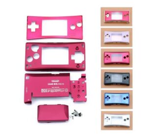 metal aluminum housing shell case faceplate cover with full screws for gameboy micro gbm replacement (black)