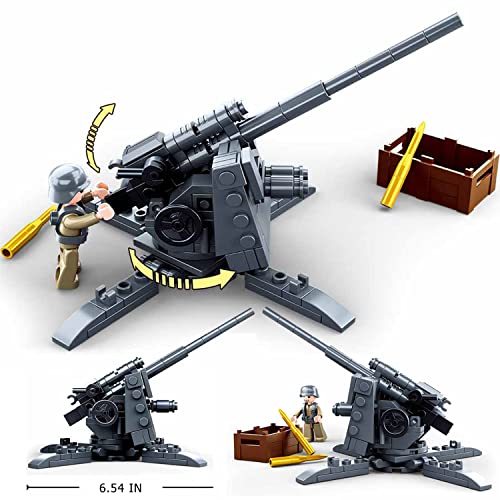 hhohio Hunter Tank Destroyer, Military Brick WW2 Flak Anti-Tank Gun Sets, Army World War 2 Toys Building Block with 3 Soldiers Figures (459 Pieces)