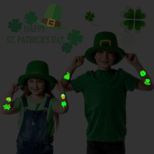 Partywind 200 Styles (10 Sheets) Glow St Patrick's Day Kids Temporary Tattoos, Saint Patricks Day Decorations Party Supplies Favors, Irish Tattoo Stickers with Shamrock for Kids