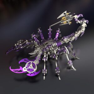 konhaovf purple 3d metal puzzle for adults scorpion, diy colorful 3d metal model kits to build with tool, 3d desktop model kits building toys for adults/teens