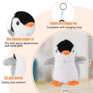 WXJ13 12 Pieces Mini Stuffed Animal Penguin Plush 4.3 Inch Small Penguin Stuffed Tiny Cute Hanging Plush Penguin for Party Favors Decorations Keychain Bag Decor(Black,Grey,Pink)