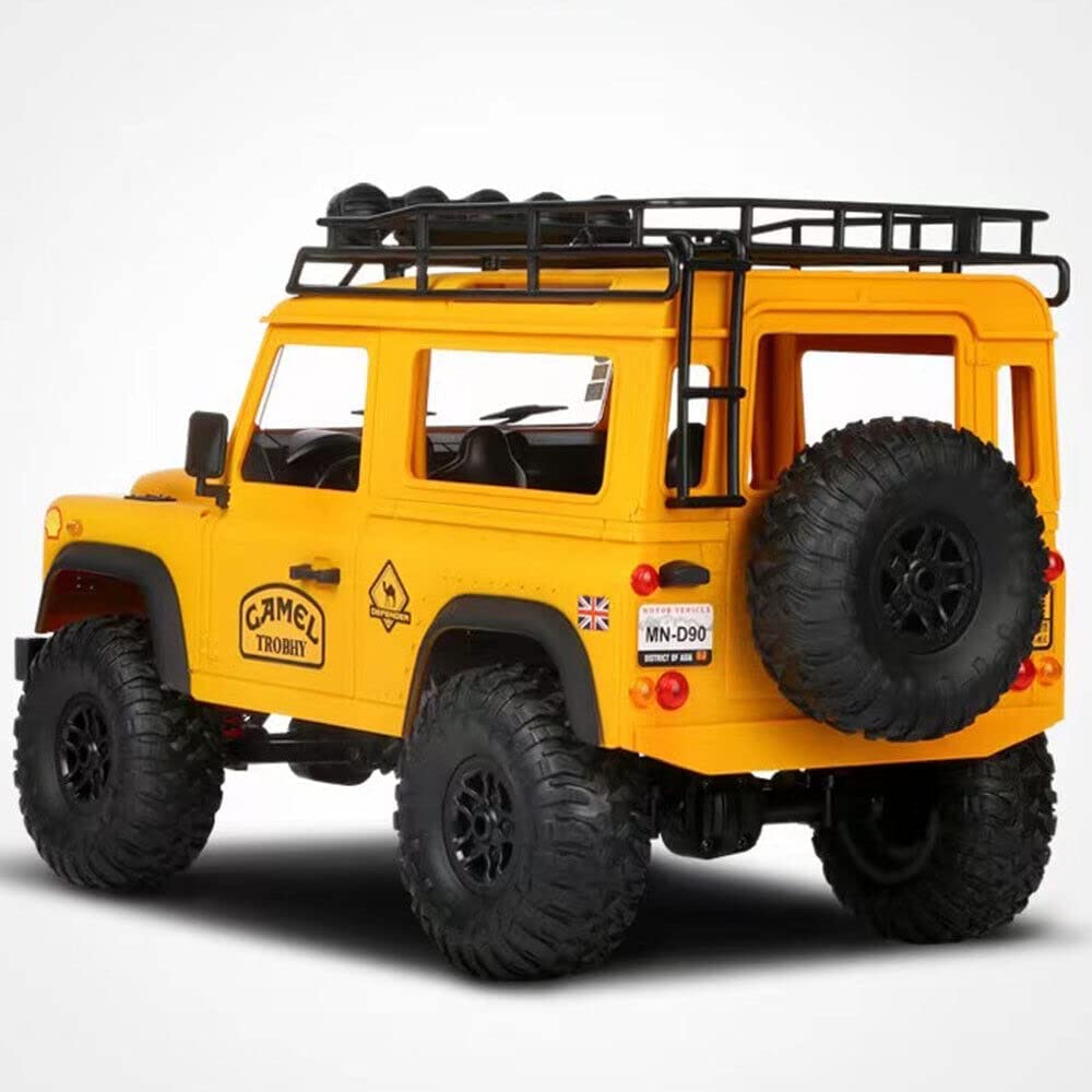 HobbyToki 1/12 RC Crawler 4WD 2.4G Rock Truck Buggy Offroad Cars Defender with Roof Light Sound Full Scale Remote Control Adult Kids Toys (Yellow)