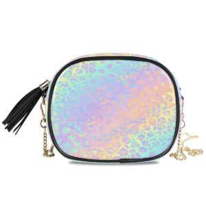 alaza tie dye leopard pu leather small women crossbody shoulder bag purse wallet with adjustable chain strap