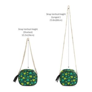 ALAZA St Patrick Day Shamrocks Clover Lucky Leaf PU Leather Small Women Crossbody Shoulder Bag Purse Wallet with Adjustable Chain Strap