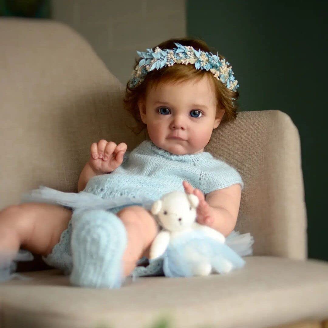 Angelbaby 24 inch Cute Real Reborn Baby Doll Toddler Girl Lifelike Sweet Soft Silicone Realistic Baby New Born Dolls with Real Life Rooted Hair Handmade Princess Dolls for Girl Play Toy Gifts