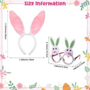 36 Pcs Easter Bunny Ears Headbands and Easter Party Eye Glasses Bunny Party Favors Plush Rabbit Ears Funny Chick Eggs Glasses Eyewear for Teens Adult Easter Birthday Bunny Party Supplies Decorations