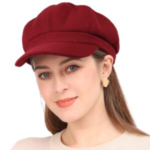 panpacsight women's newsboy hats fall wool cabbie beret tweed girls paperboy cap