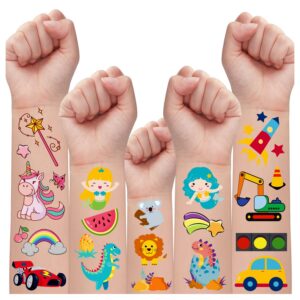 partywind 115 styles (10 sheets) temporary tattoos for kids, kids party supplies favors goodie bag stuffers, fake tattoo stickers for boys and girls birthday party