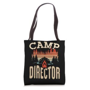 camp director counselor summer camping campfire camper tote bag