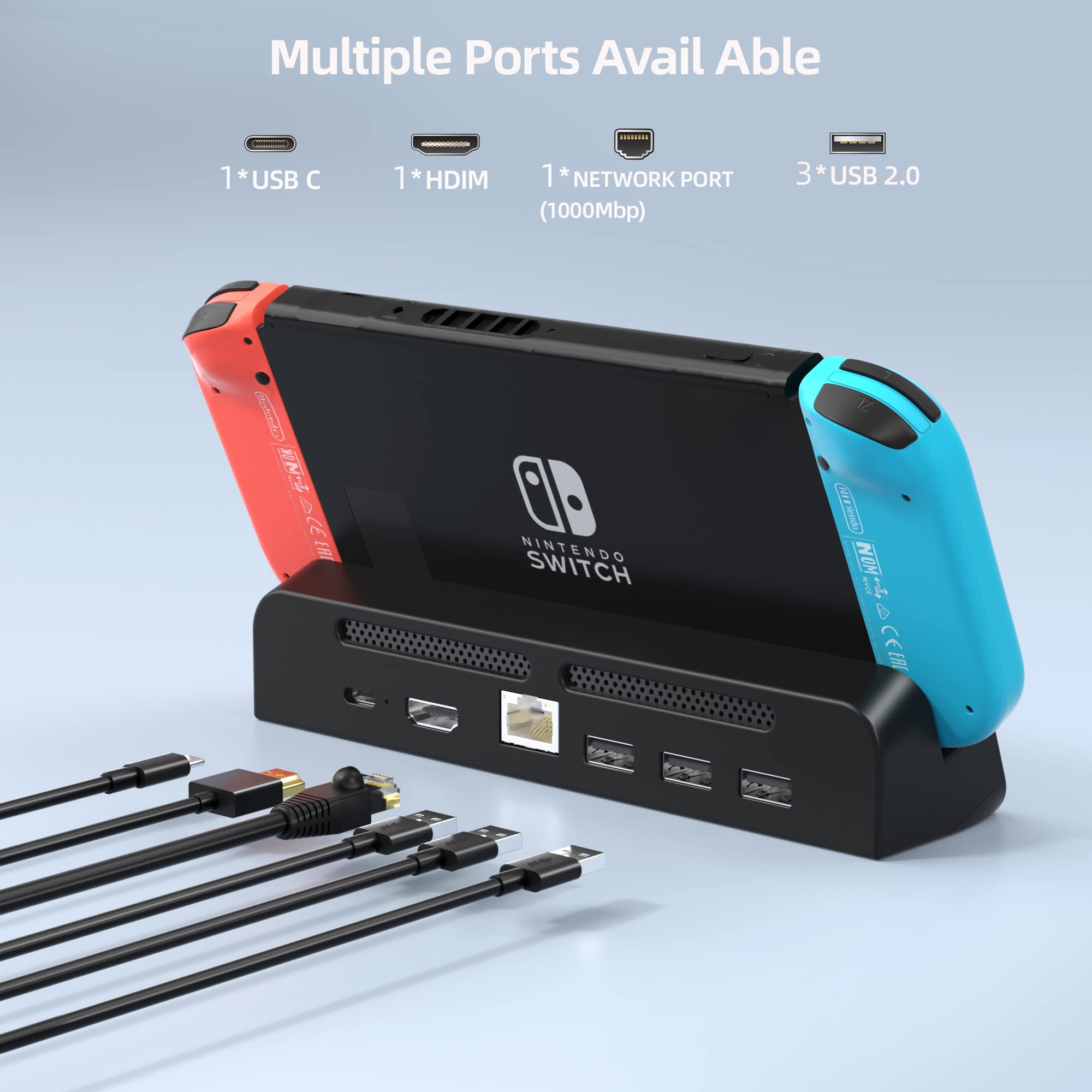 Switch Dock for Nintendo Switch/Switch OLED,Portable Dock with 1000Mbs LAN Port 4K HDMI TV USB 2.0 Port and USB C Charging Port,Compatible with Nintendo Switch