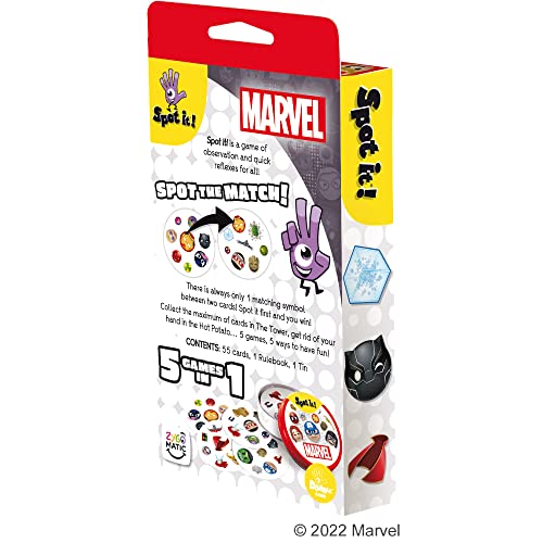 Zygomatic Spot It! Marvel Emojis (Eco-Blister) - Marvel Super Heroes Family Card Game for Superhero Fun! Fast-Paced Matching Game for Kids and Adults, Ages 6+, 2-8 Players, 15 Minute Playtime, Made