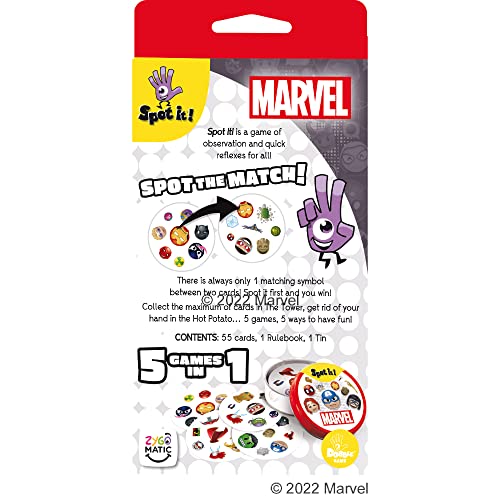 Zygomatic Spot It! Marvel Emojis (Eco-Blister) - Marvel Super Heroes Family Card Game for Superhero Fun! Fast-Paced Matching Game for Kids and Adults, Ages 6+, 2-8 Players, 15 Minute Playtime, Made