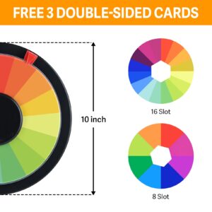 Delizon 8 Inch Color Prize Wheel, Double-Sided 8/16 Slot Spinning Wheel Fortune Game, Holiday Activities, Party, Classroom or Home Education