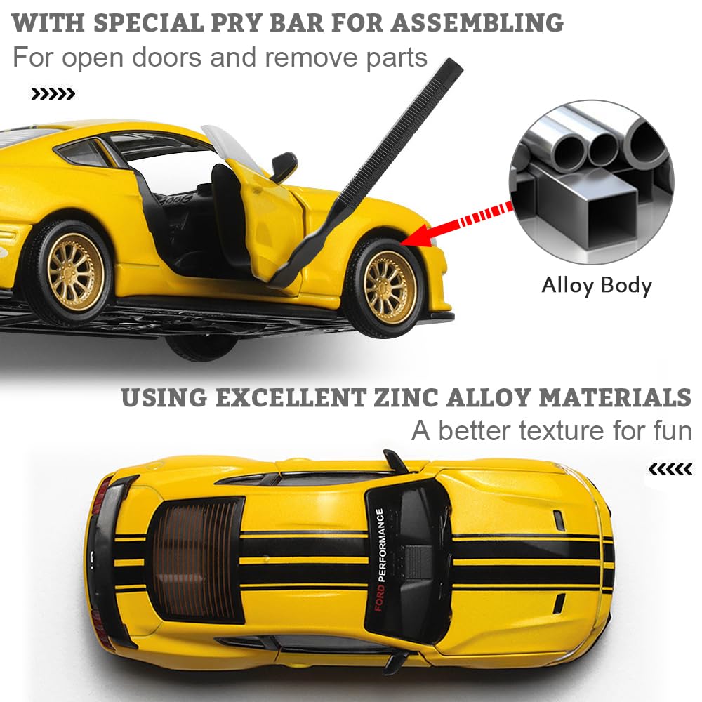 chengchuang GT500 Alloy Toy Cars, 1:42 Disassembly Compatible Car Model, DIY Car Model Kit for Kids Age 13+ Adult