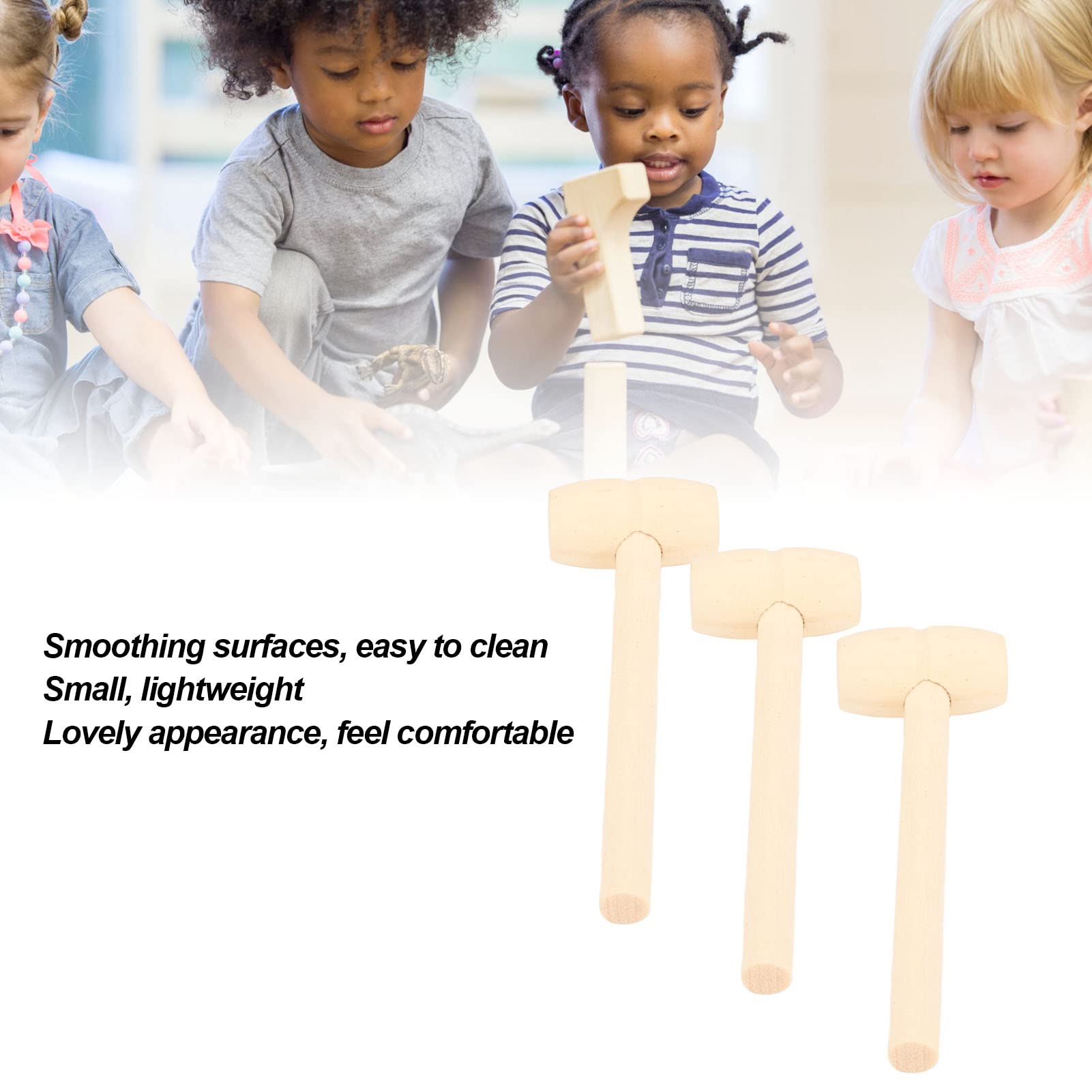 50 Pcs Wooden Hammers Children Baby Hammer Small Lightweight Kids Hammers Toys Simulation Wooden Hammers for DIY Crafting