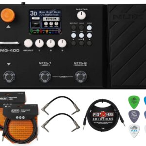 NUX MG-400 Multi Effects Pedal Bundle with 2 MXR Instrument Cables, 2 Patch Cables, 3.5mm Aux Cable and 6 Dunlop Picks