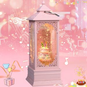 vitakeo-[360° rotation birthday cake rotation music lamp present led lights (11.4" x 4.13") for women present mom daughter daughter granddaughter christmas decoration birthday present-pink