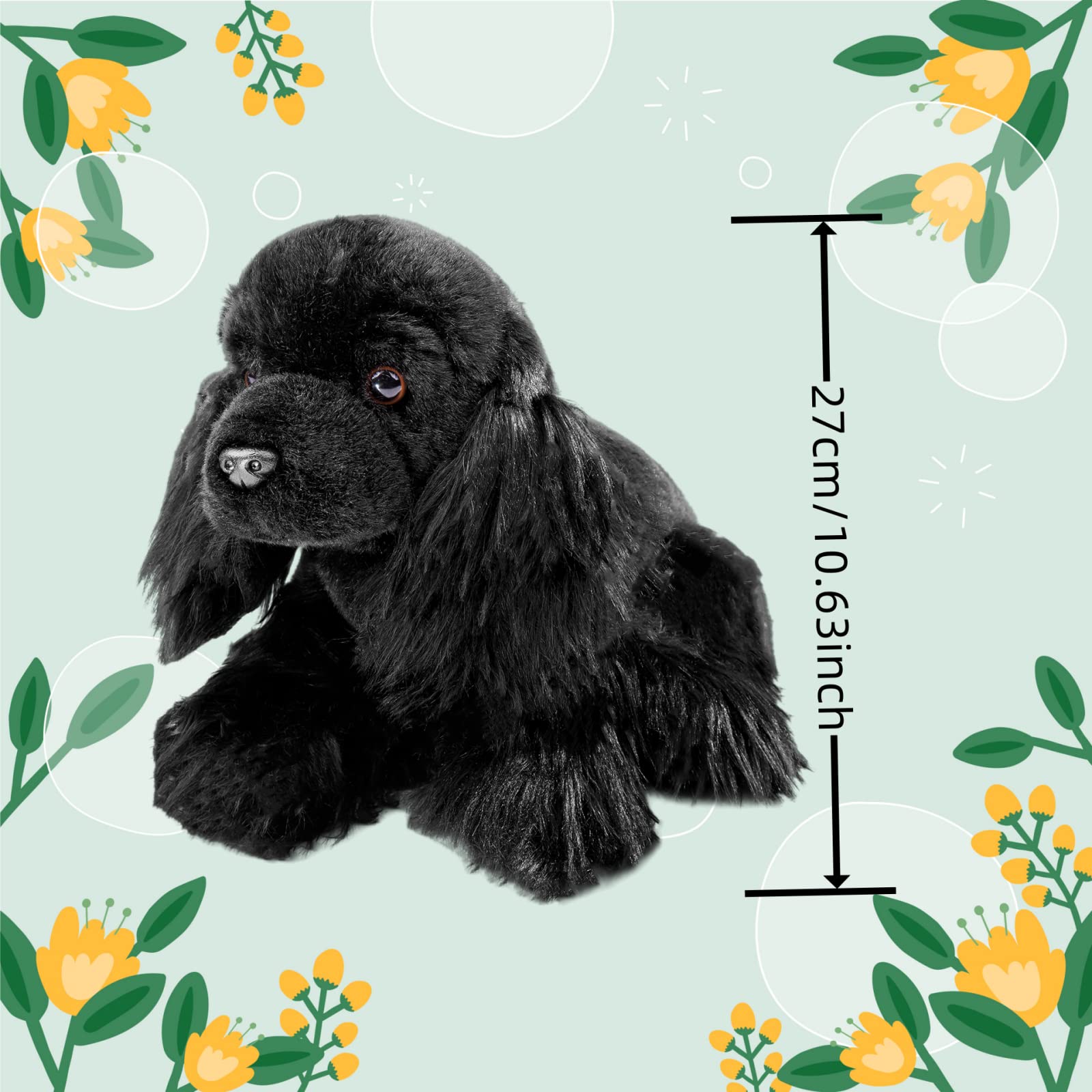 FRANKIEZHOU Realistic Cocker Spaniel Stuffed Animal-Black 10",Springer Spaniel Dog Plush Toy, Cocker Spaniel Gifts,Soft Durable, Toy for Boy,Girl Toys,Gifts for Kids,Home Decor,Hugging Toy