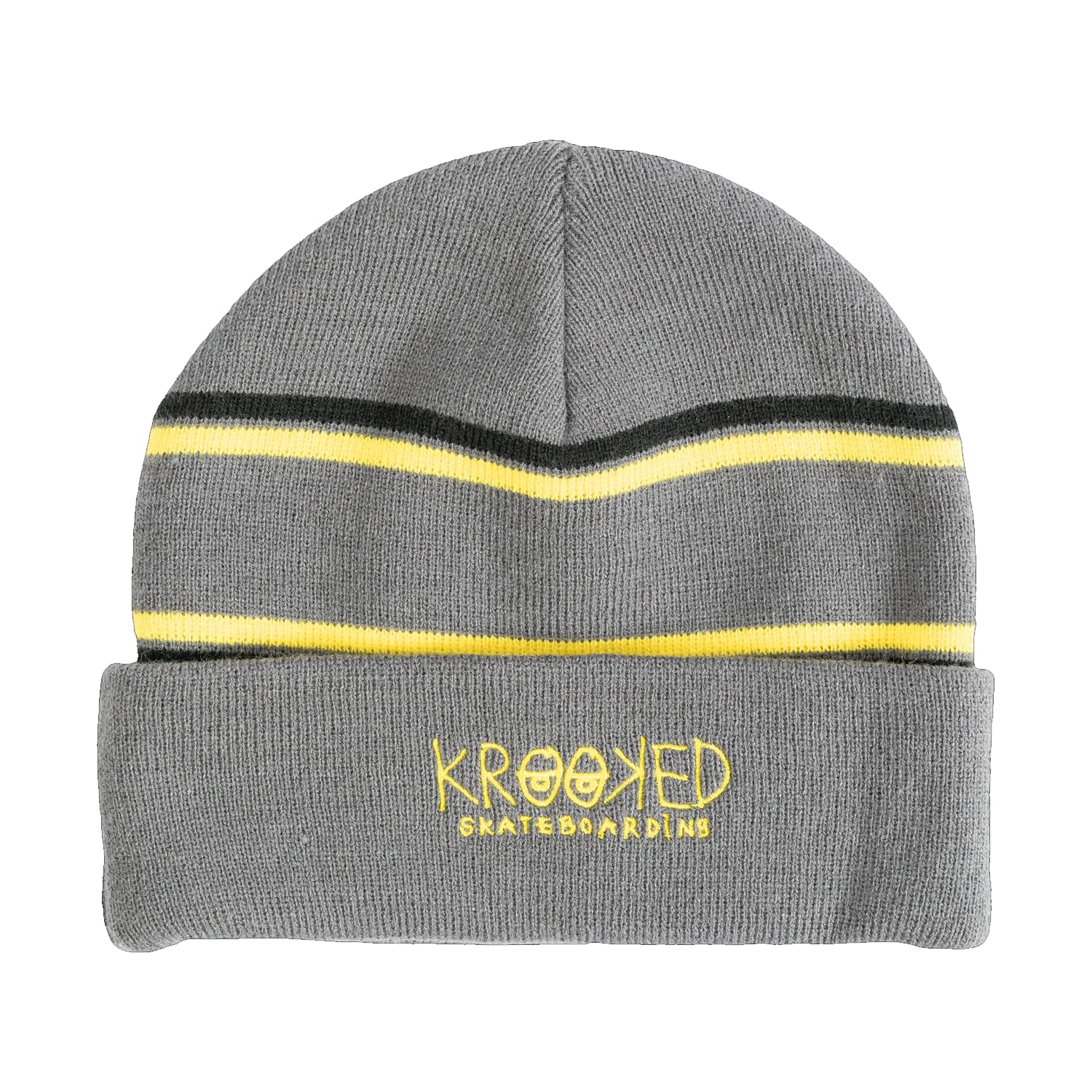 Krooked Skateboards Beanie Eyes Cuff Charcoal/Yellow