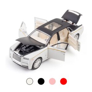 metal toy cars of rolls-royce phantom, 1:32 scale rolls-royce model diecast cars with sound/light/pull back, rolls royce car toy gift for christmas newyear birthday (1:32 rolls royce phantom -white)