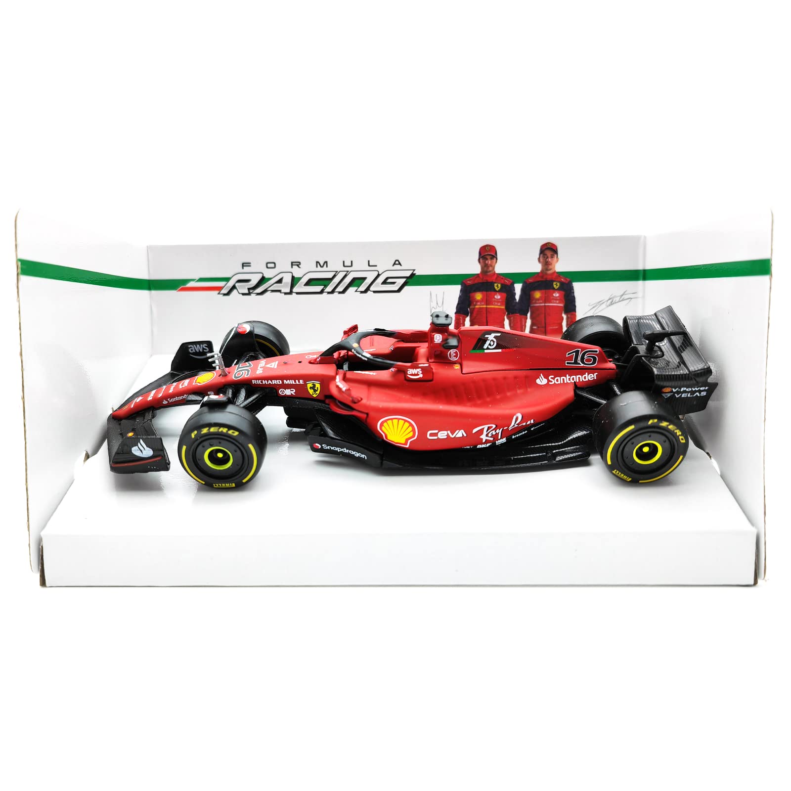 GoFront Bburago 1:43 #16 Charles Leclerc 2022 F1 Scuderia Ferrari F1-75 #55 Sainz Alloy Luxury Vehicle Diecast Cars Model Toy Collection Gift (2022 F1-75 #16)