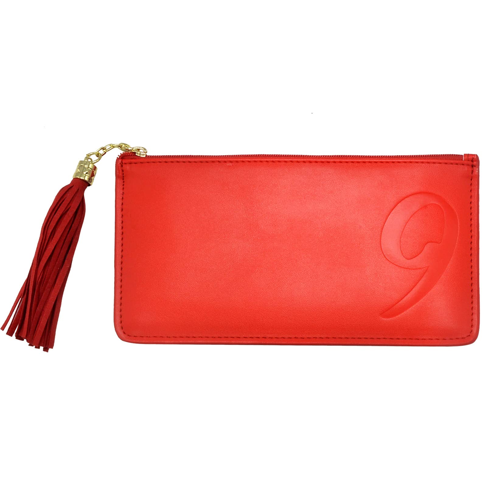 Fengshuibringluck Red Faux Leather Purse 9 Wealth Wallet Tassel Lady Purse Good Luck