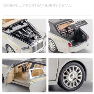 Metal Toy Cars of Rolls-Royce Phantom, 1:32 Scale Rolls-Royce Model Diecast Cars with Sound/Light/Pull Back, Rolls Royce Car Toy Gift for Christmas Newyear Birthday (1:32 Rolls Royce Phantom -White)