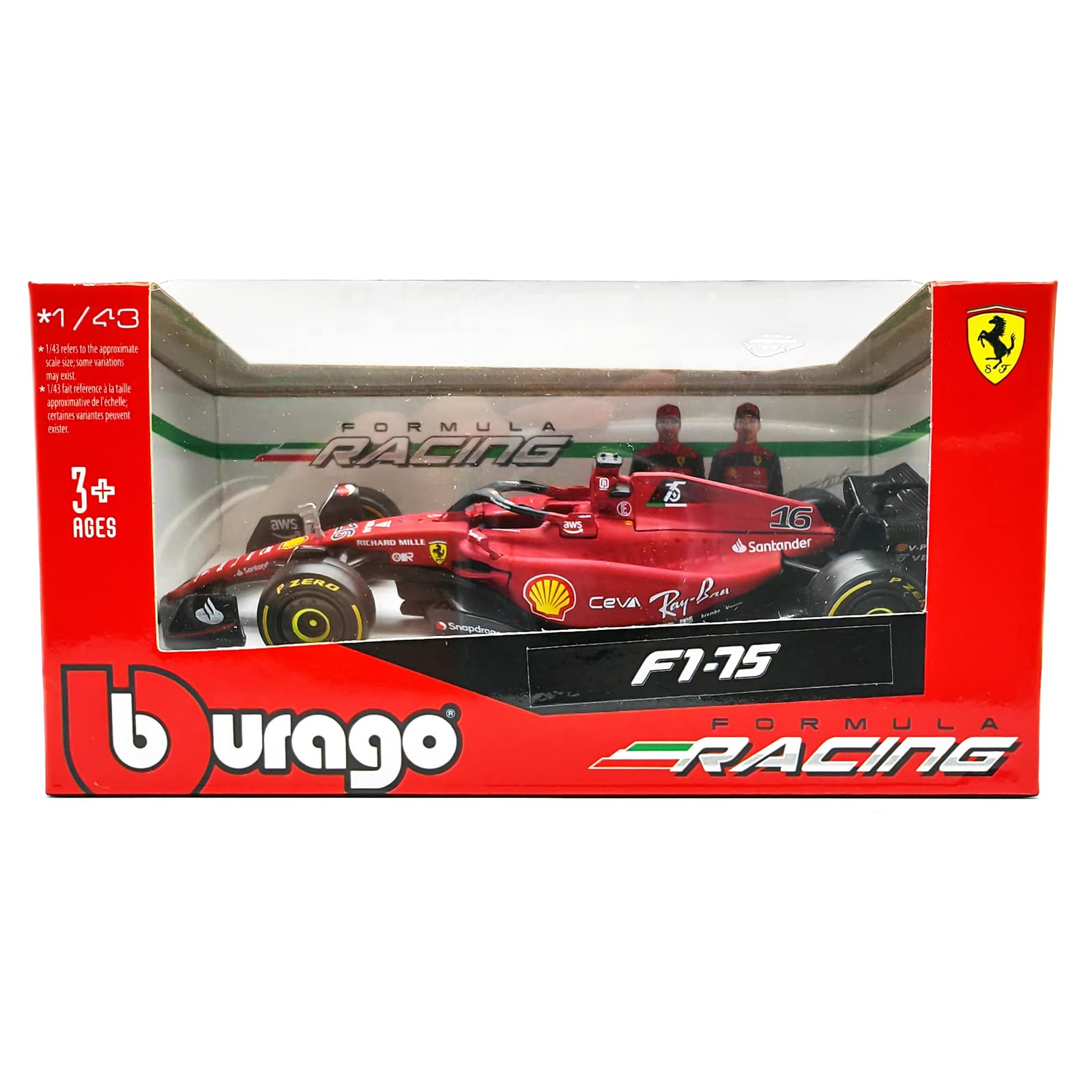 GoFront Bburago 1:43 #16 Charles Leclerc 2022 F1 Scuderia Ferrari F1-75 #55 Sainz Alloy Luxury Vehicle Diecast Cars Model Toy Collection Gift (2022 F1-75 #16)