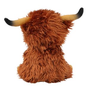 BULINGNA Highland Cow Stuffed Animals, Realistic Fluffy Scottish Cow Plush Toy Doll Gift for Adults Kids (Brown A)