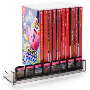 switch game cases/cards holder for table, nargos desk cabinet game storage organizer stand (16 cases, 16 cards)