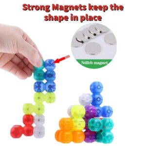 Kids Magnetic Building Puzzle Blocks, Set of 7 Multicolored Cubes, Magnets Fidget for Kids, Teens and Adults, Sensory Toys for Adults and Kids