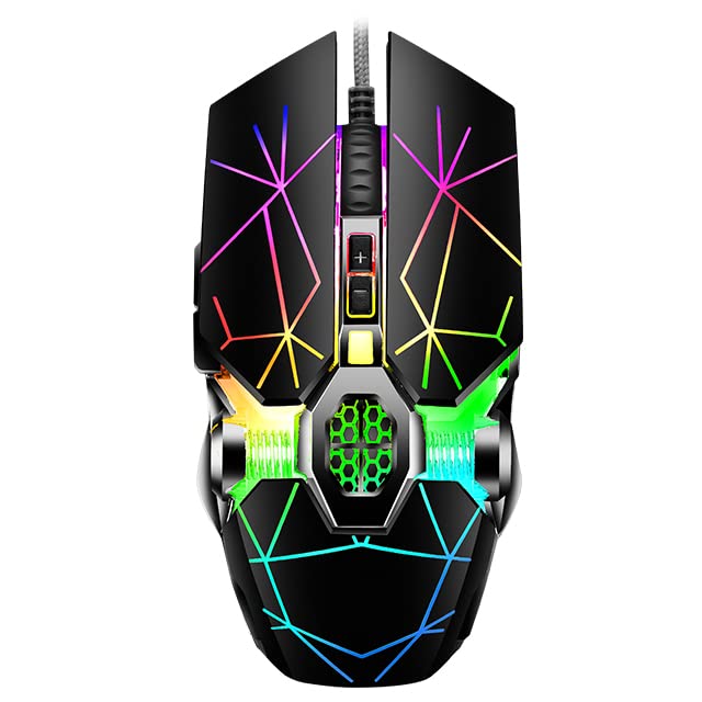 Gaming Mouse Wired, USB Optical Computer Mice with RGB Backlit, 7 Adjustable DPI Up to 3200, Ergonomic Gamer Laptop PC Mouse with 7 Programmable Buttons for Windows 7/8/10/XP Vista Linux (Black)