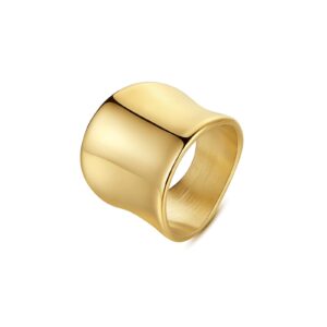 14k gold plated rings vintage wide band thumb rings chunky ring for women men size 7 (style1, 7)