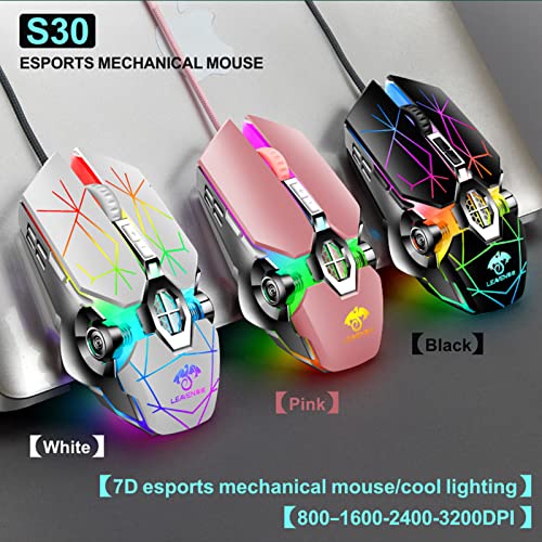 Gaming Mouse Wired, USB Optical Computer Mice with RGB Backlit, 7 Adjustable DPI Up to 3200, Ergonomic Gamer Laptop PC Mouse with 7 Programmable Buttons for Windows 7/8/10/XP Vista Linux (Black)