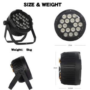 SHEHDS Par Lights IP65 Waterproof Outdoor LED 7x18W RGBWAP Lighting Stage Wash Lights DMX512 Sound Activated Fanless Muted Outside DJ Lights Party Lights