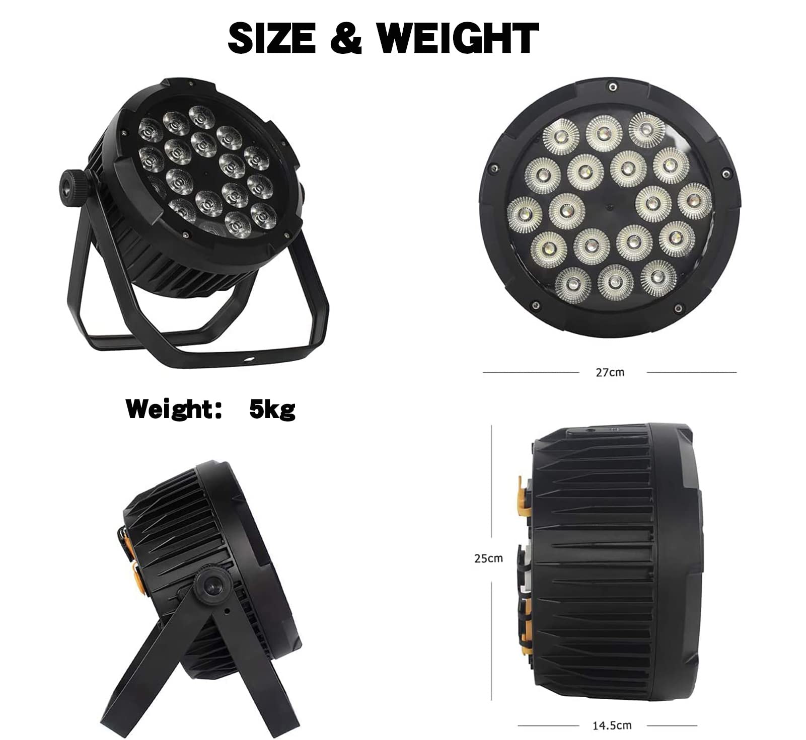 SHEHDS Par Lights IP65 Waterproof Outdoor LED 7x18W RGBWAP Lighting Stage Wash Lights DMX512 Sound Activated Fanless Muted Outside DJ Lights Party Lights