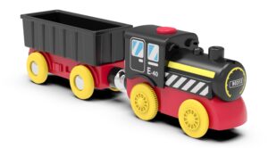 battery operated locomotive train, magnetic train toy for wooden tracks, motorized train compatible with thomas, brio, chuggington, melissa & doug