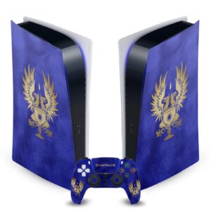 head case designs officially licensed ea bioware dragon age grey wardens gold heraldry vinyl faceplate gaming skin decal compatible with sony playstation 5 ps5 digital console and dualsense controller