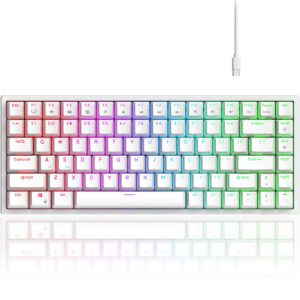 rk royal kludge rk84 wired rgb 75% hot swappable mechanical keyboard, 84 keys tenkeyless tkl gaming keyboard w/programmable software and high-capacity battery, rk blue switch