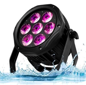 shehds par lights ip65 waterproof outdoor led 7x18w rgbwap lighting stage wash lights dmx512 sound activated fanless muted outside dj lights party lights