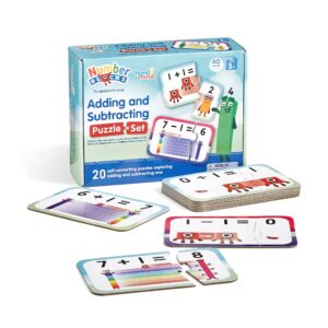 hand2mind numberblocks adding and subtracting puzzle set, addition and subtraction games, number puzzle, math games for kids, educational toys, toddler matching game, preschool learning activities