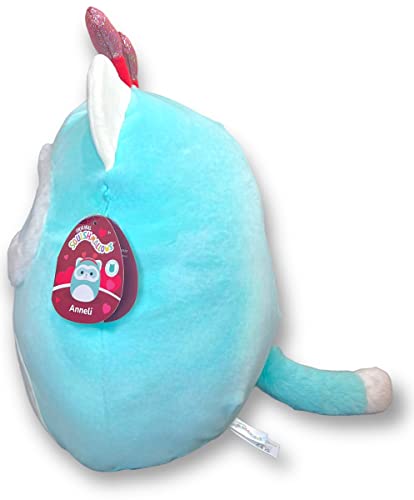 Squishmallows Official Kellytoy 14 Inch Ferret Anneli Plush Turquoise Wearing a Red Glitter Heart Headband - Join These Stuffed Animal Toys and Their 2023 Valentine's Day Squad