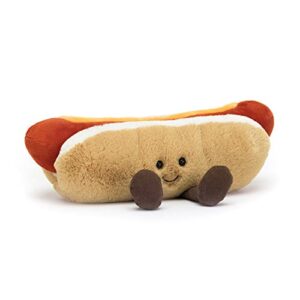 jellycat amuseables hot dog stuffed toy, 10 inches | food plush | fun gift idea