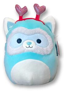 squishmallows official kellytoy 14 inch ferret anneli plush turquoise wearing a red glitter heart headband - join these stuffed animal toys and their 2023 valentine's day squad